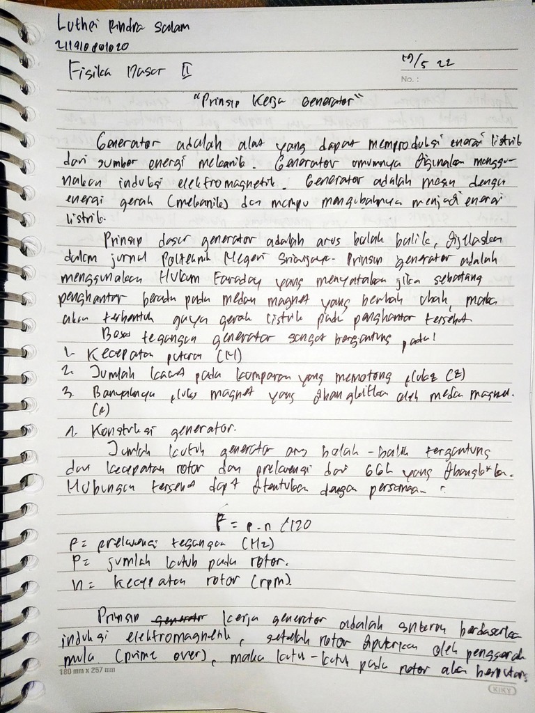 Ringkasan Prinsip Kerja Generator | PDF
