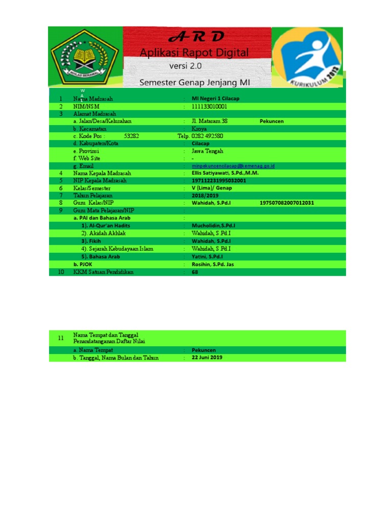 Aplikasi Rapot Digital Kelas 5 | PDF