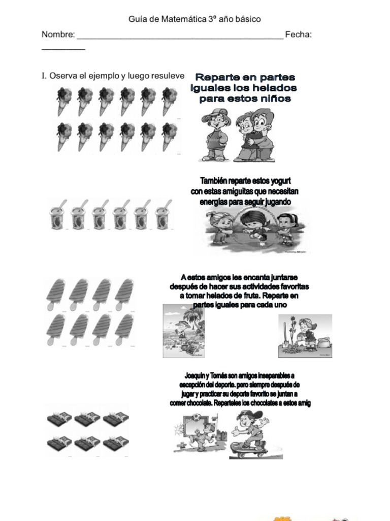 Ejercicios de divisiones con dibujos | PDF