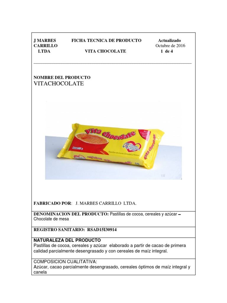 FT - Chocolate (Vita Chocolate) | PDF | Chocolate | Cereales