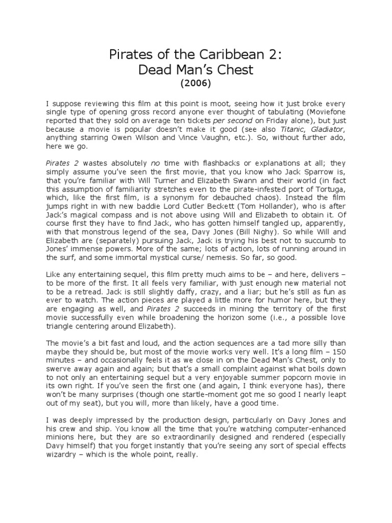 Pirates Caribbean Dead Man's Chest Review | PDF | Leisure