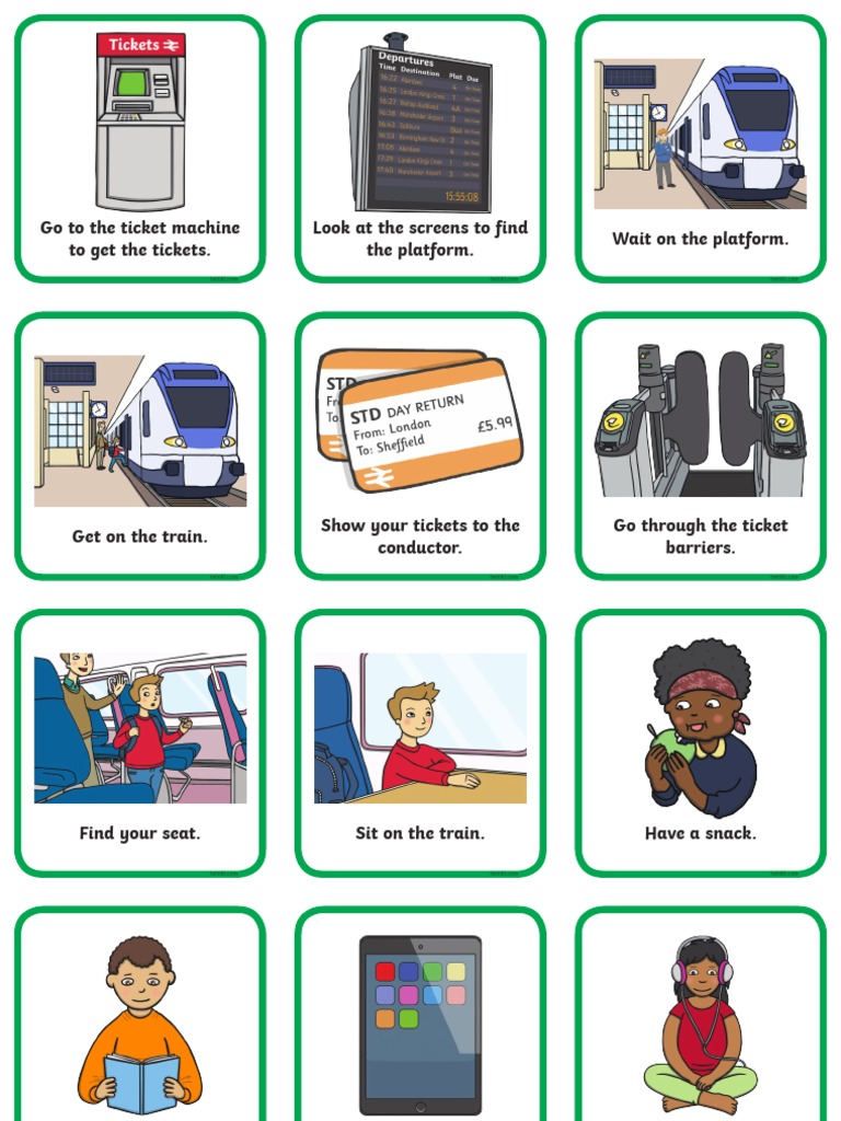 T S 3952 Catching A Train Visual Support Picture Cards - Ver - 1 | PDF
