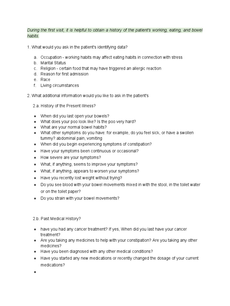 History and Physical Exam | PDF | Constipation | Health Sciences