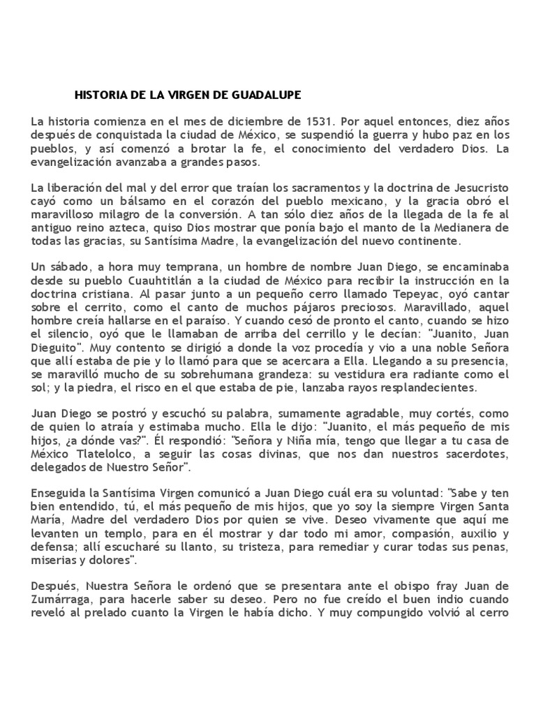 Historia de La Virgen de Guadalupe - 2 | PDF | María, madre de Jesús