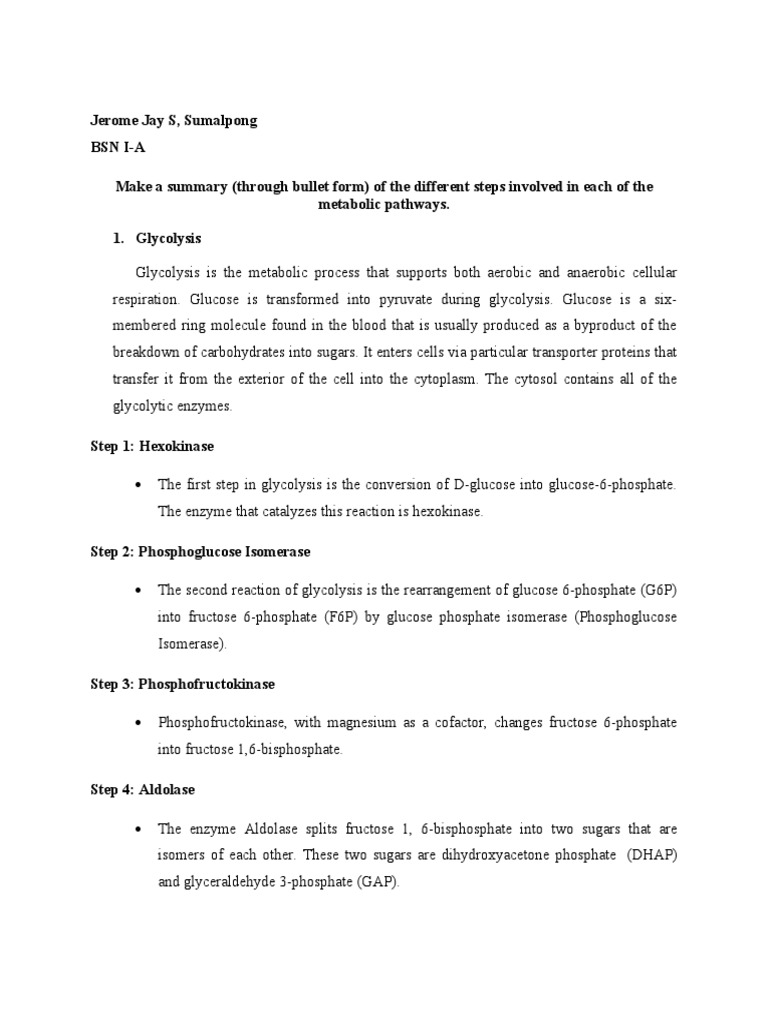 Sumalpong - Special Assignment | PDF | Glycolysis | Diet & Nutrition