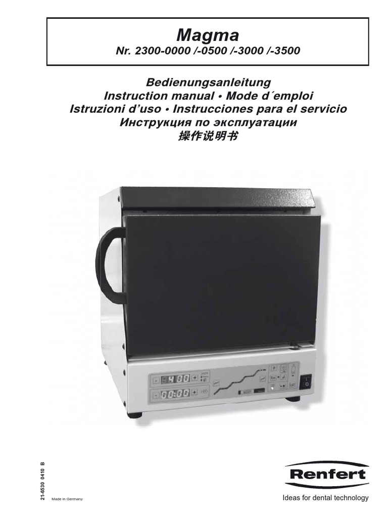 Manual Cuptor de Calcinare Magma Renfert | PDF | Oven | Ac Power Plugs ...