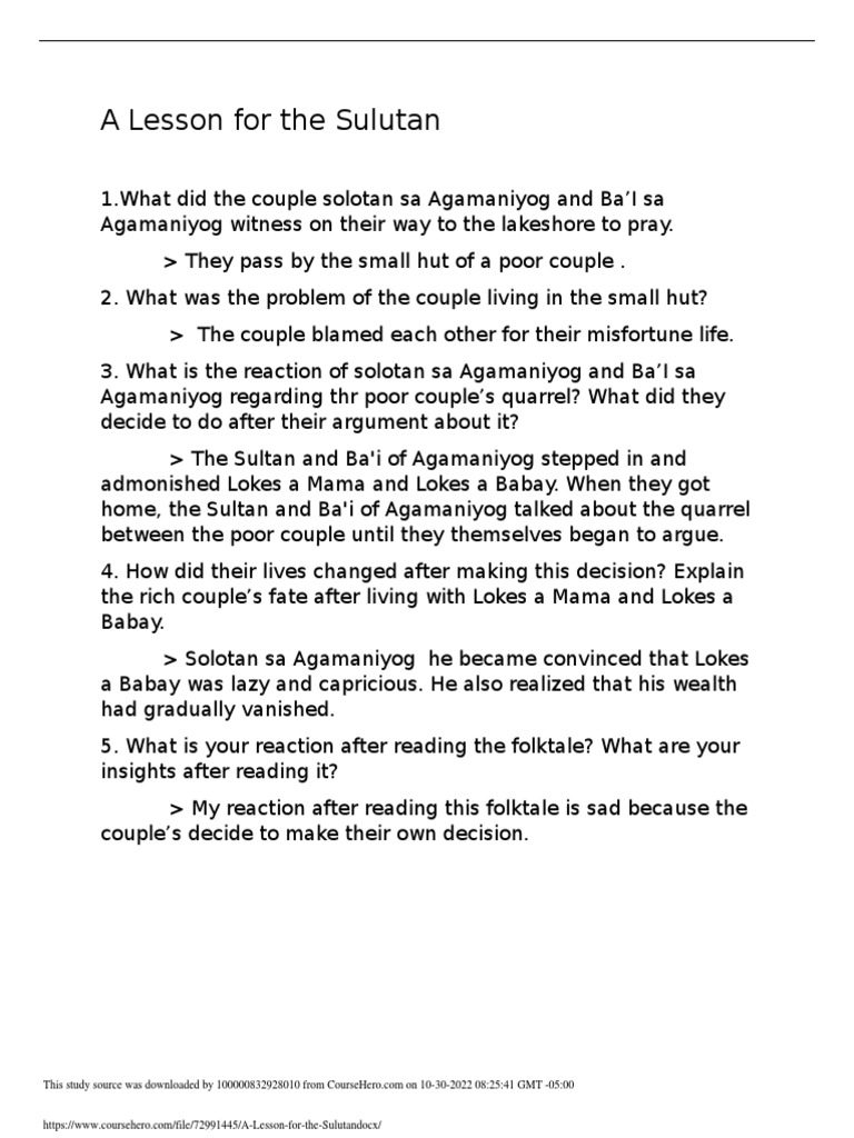 A Lesson For The Sulutan | PDF