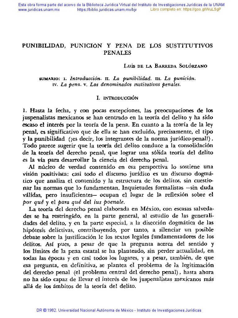 Punibilidad Punicion y Pena de Los Sustitutivos Penales | PDF