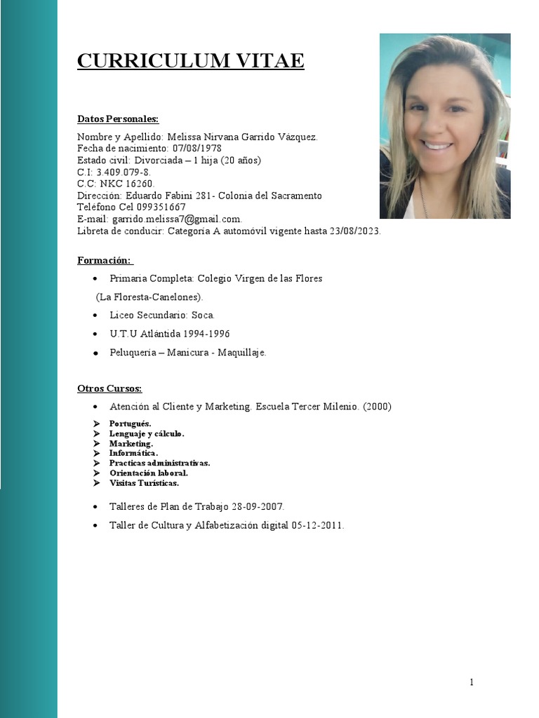 CURRICULUM VITAE Melissa Garrido | PDF | Business | Microsoft Office