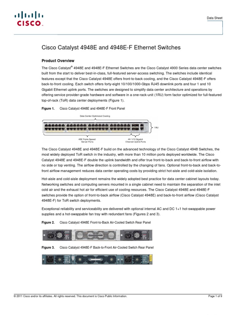 Cisco Catalyst 4948E and 4948E-F Ethernet Switches: Product Overview ...