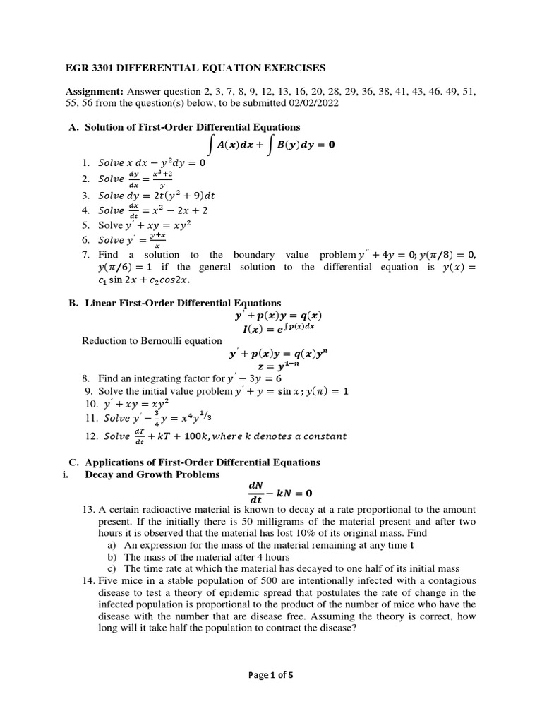 Separable First Pdf Differential Equations Equations