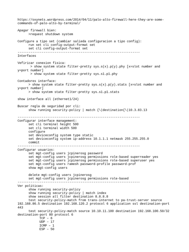 Comandos Palo Alto | PDF | Computer Standards | Information Age