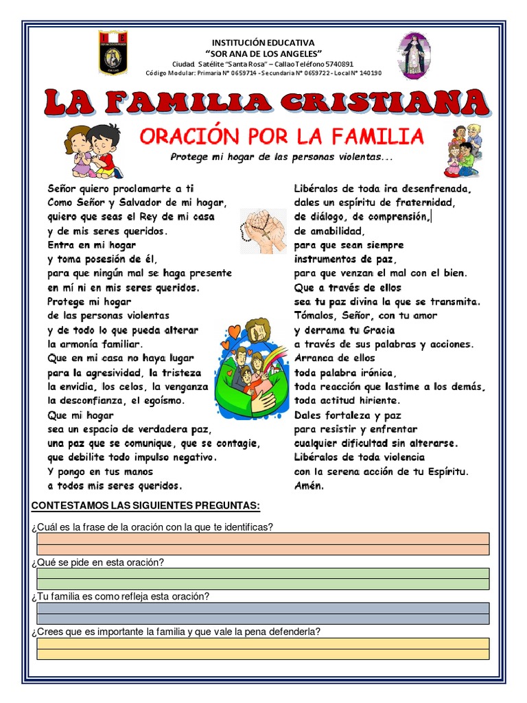 Ficha La Familia Cristiana 4to Año | PDF