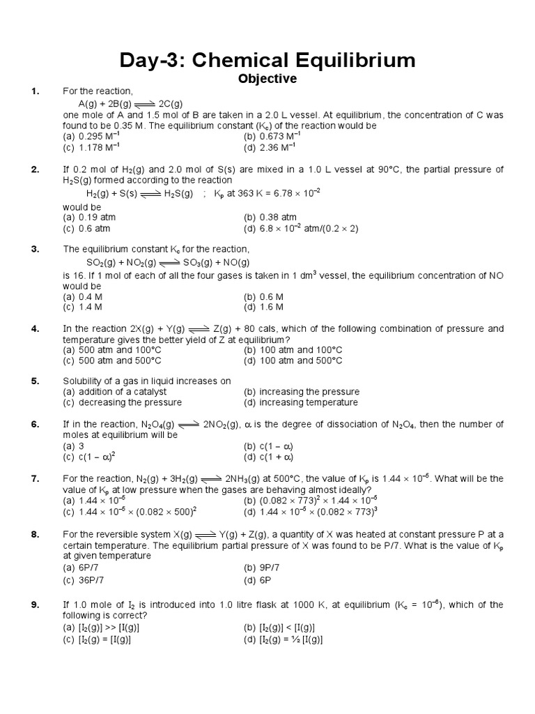 Chemical Equilibrium Calculations | PDF | Chemical Reactions | Ammonia