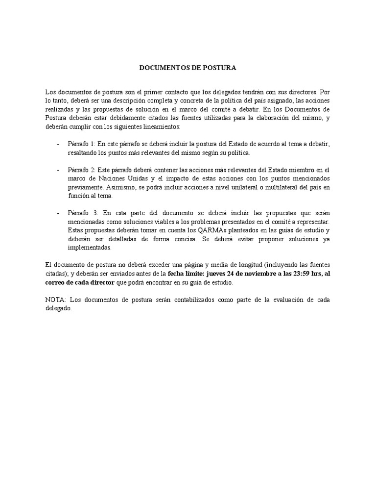 Documentos de Postura - Indicaciones | PDF