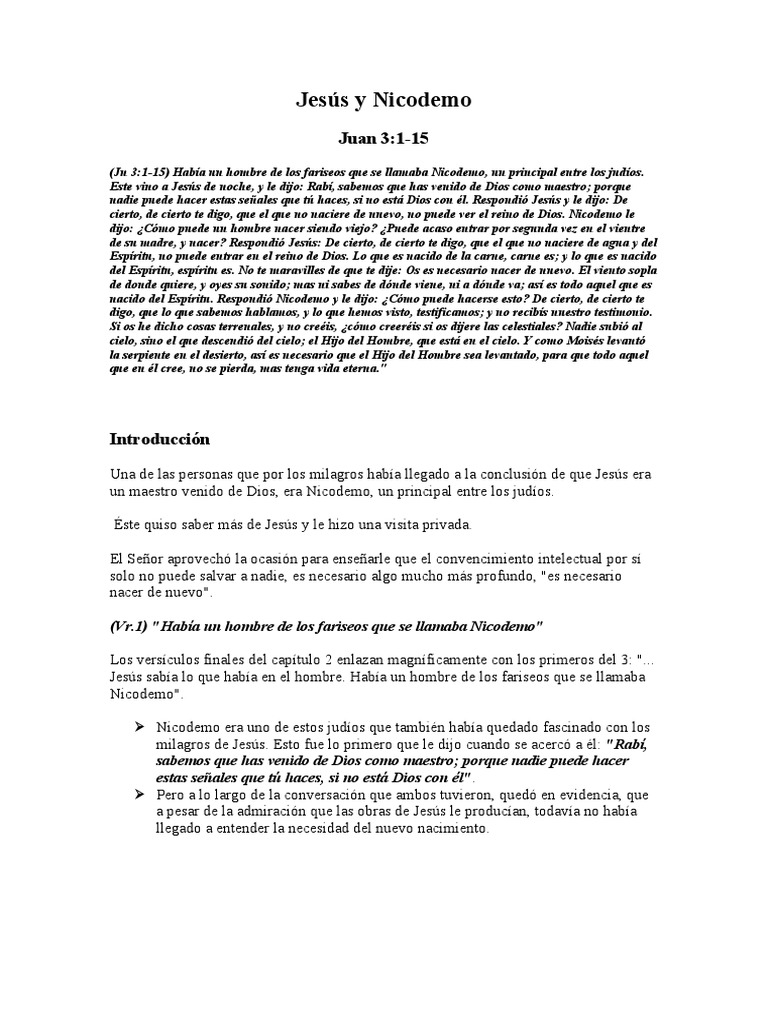 Jesús y Nicodemo: Nacer de Nuevo | PDF | Jesús | espíritu Santo