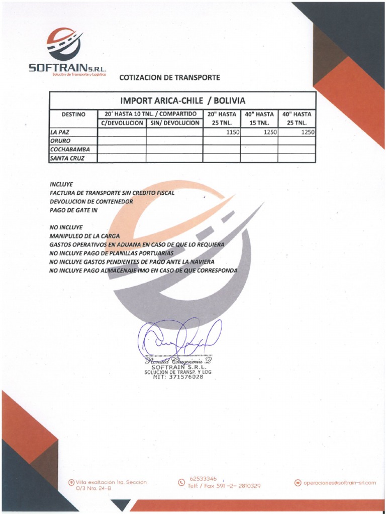Cotizacion Terrestre | PDF