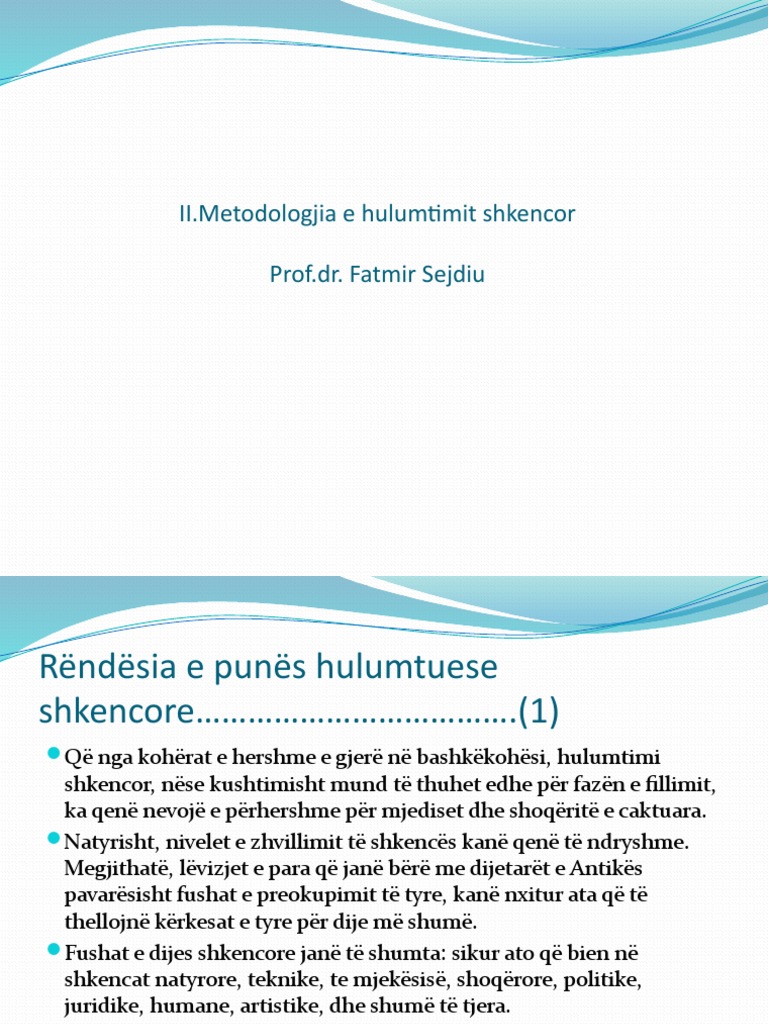 II - Metodologjia e Hulumtimit Shkencor Prof - Dr. Fatmir Sejdiu | PDF