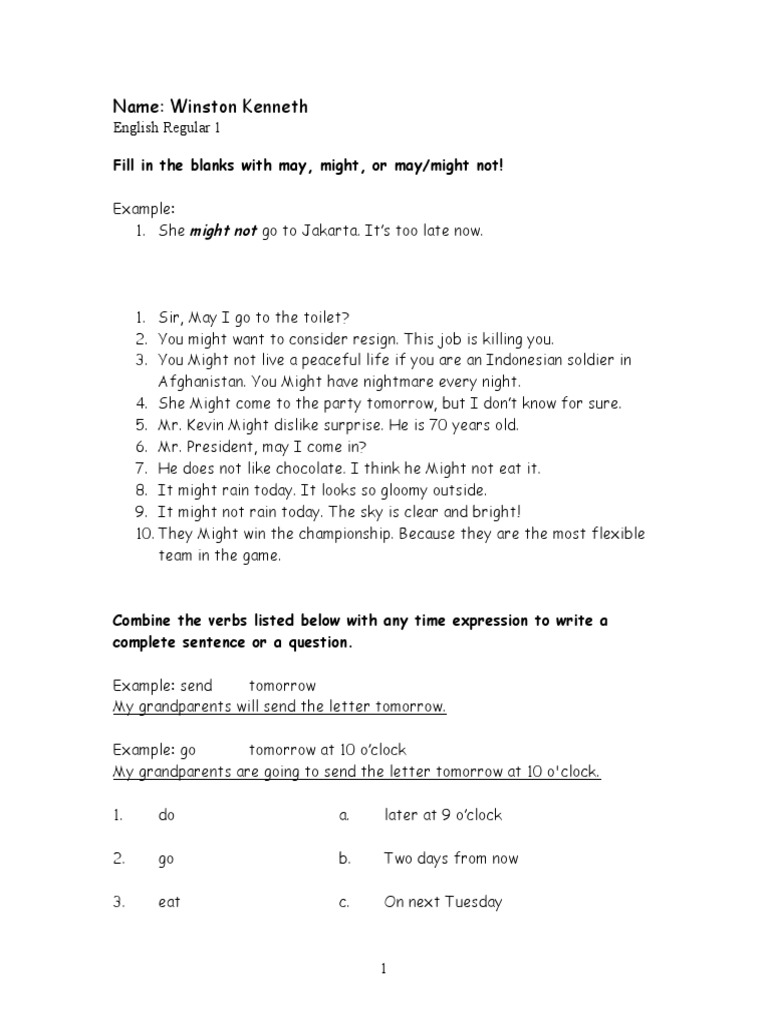 English Modal Verbs Exercise | PDF