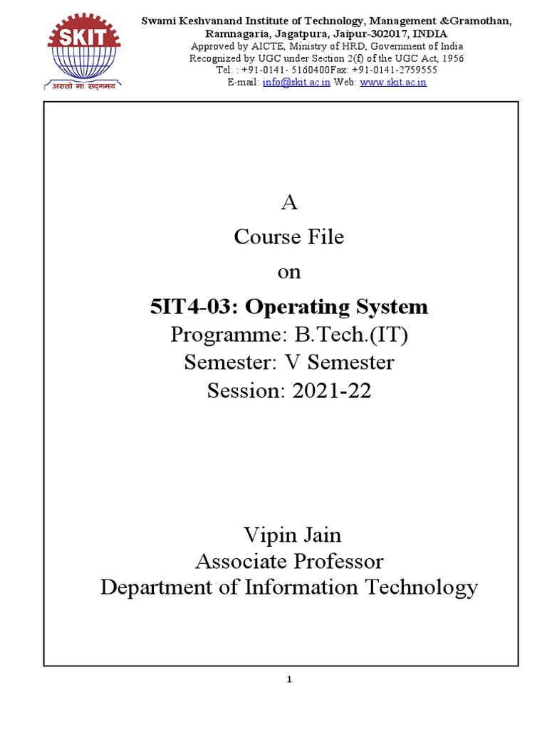 OS Course File | PDF | Engineering Design Process | Engineering