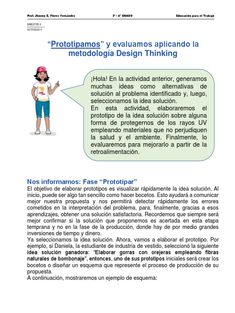 3° y 4° "Prototipamos" y Evaluamos Aplicando La Metodología Design Thinking | PDF | El ...