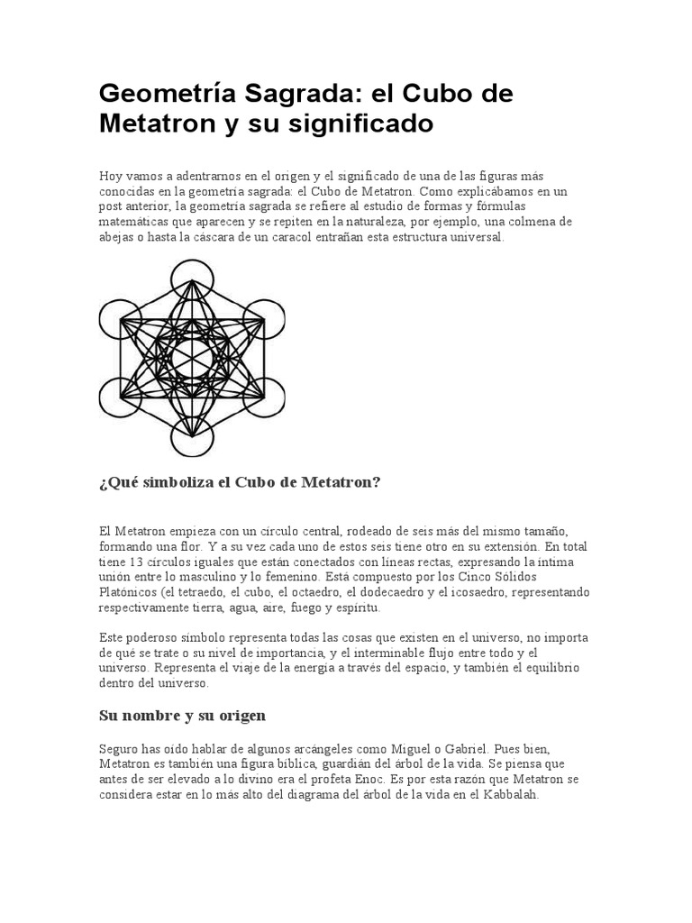 Geometría Sagrada, El Cubo de Metatron y Su Significado | PDF