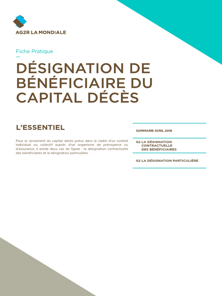 Désignation des bénéficiaires capital décès | PDF | Droit