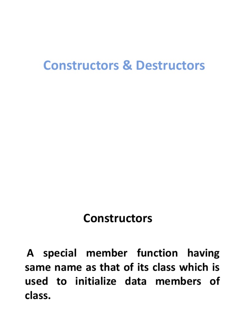 Constructors & Destructors | PDF | Programming | Constructor (Object Oriented Programming)
