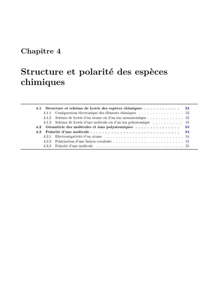 Chapitre4 Structure Polarite Especes Chimiques | PDF | Liaison chimique ...