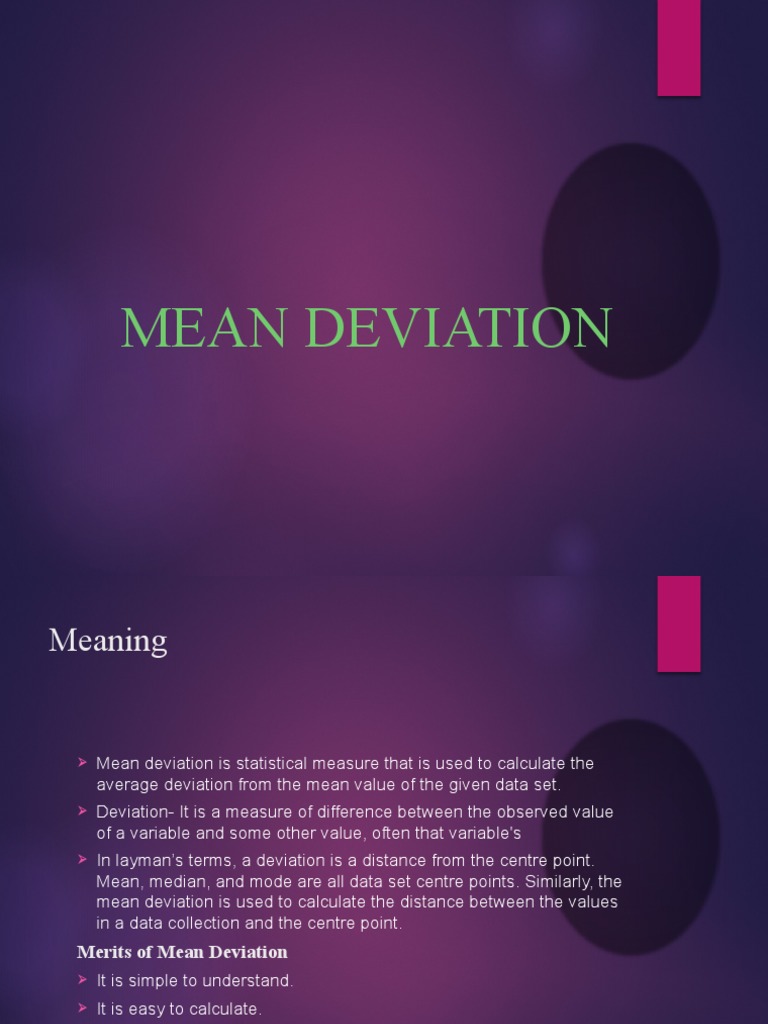 Mean Deviation | PDF | Mean | Mode (Statistics)
