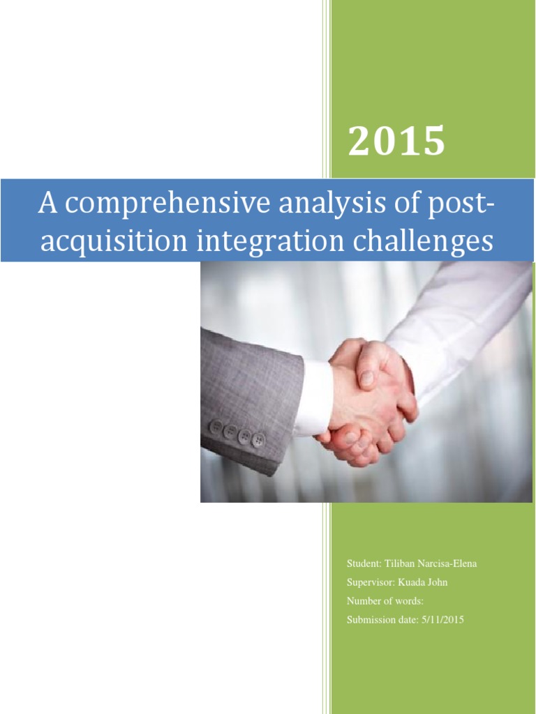 A Comprehensive Analysis of Post Acquisition Integration Challenges ...