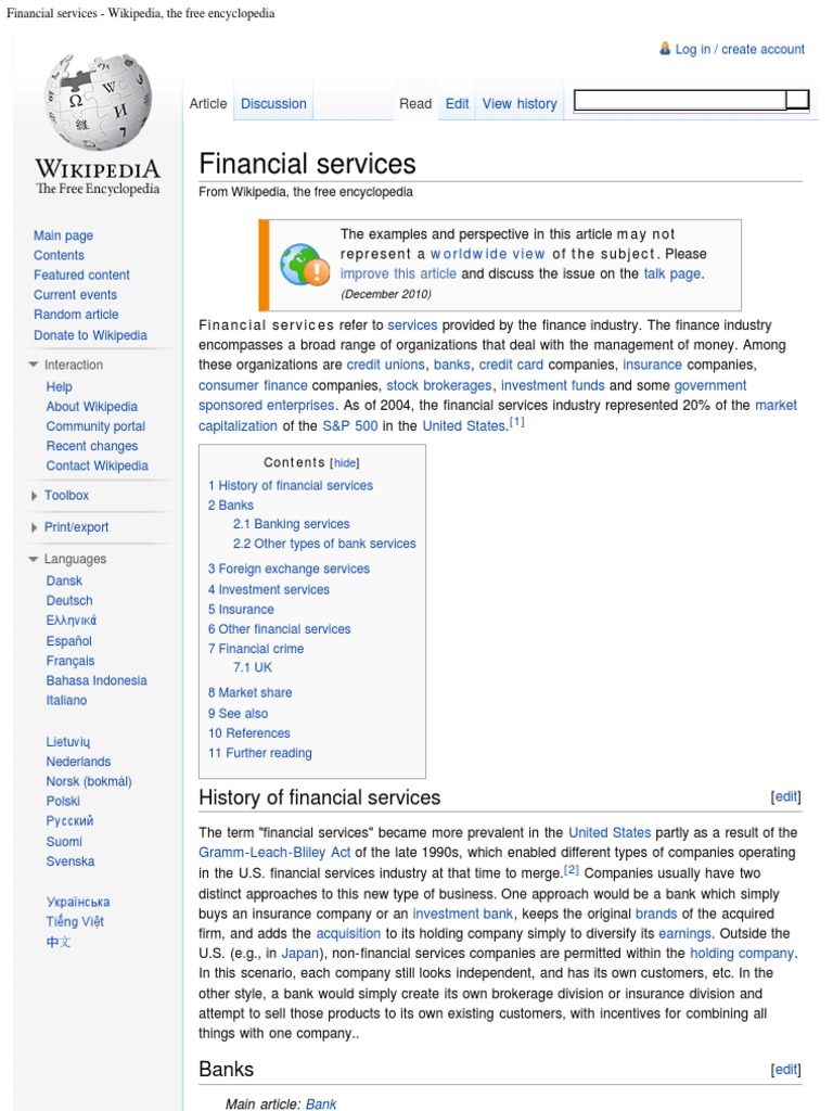 Financial Services - Wikipedia, The Free Encyclopedia | Financial ...