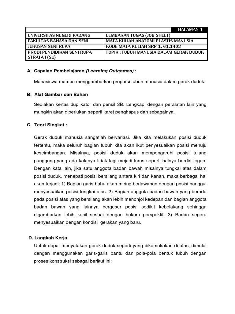 JOB SHEET Anatomi Pertemuan Ke-14 Gerak Duduk | PDF