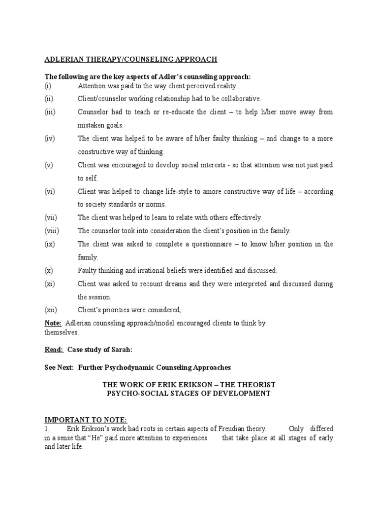 Adlerian Therapy-Counseling Approach | PDF