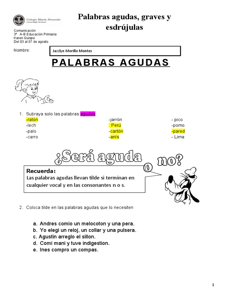 Sem9-COM-Palabras Agudas, Graves y Esdrújulas | PDF