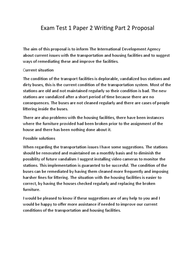Exam Test 1 Paper 2 Writing Part 2 Proposal | PDF