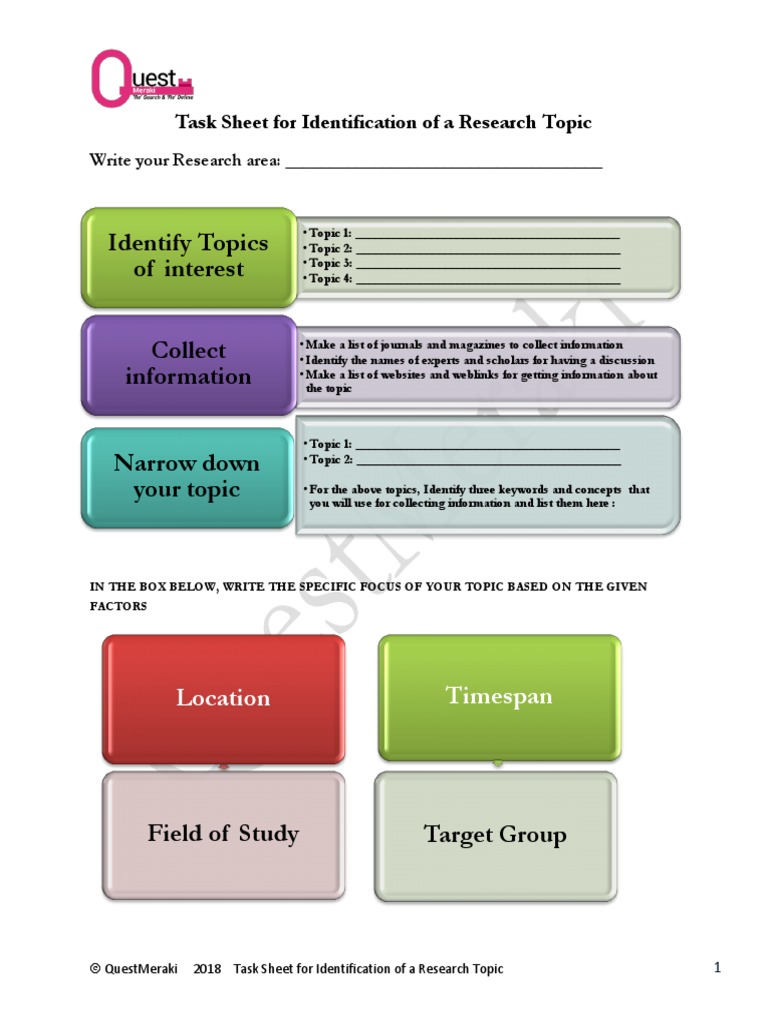 Task Sheet For Identification of A Topic | PDF