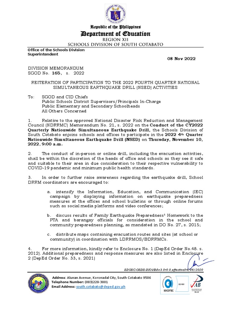 DM SGOD No. 165 S. 2022 REITERATION OF PARTICIPATION TO THE 2022 FOURTH ...