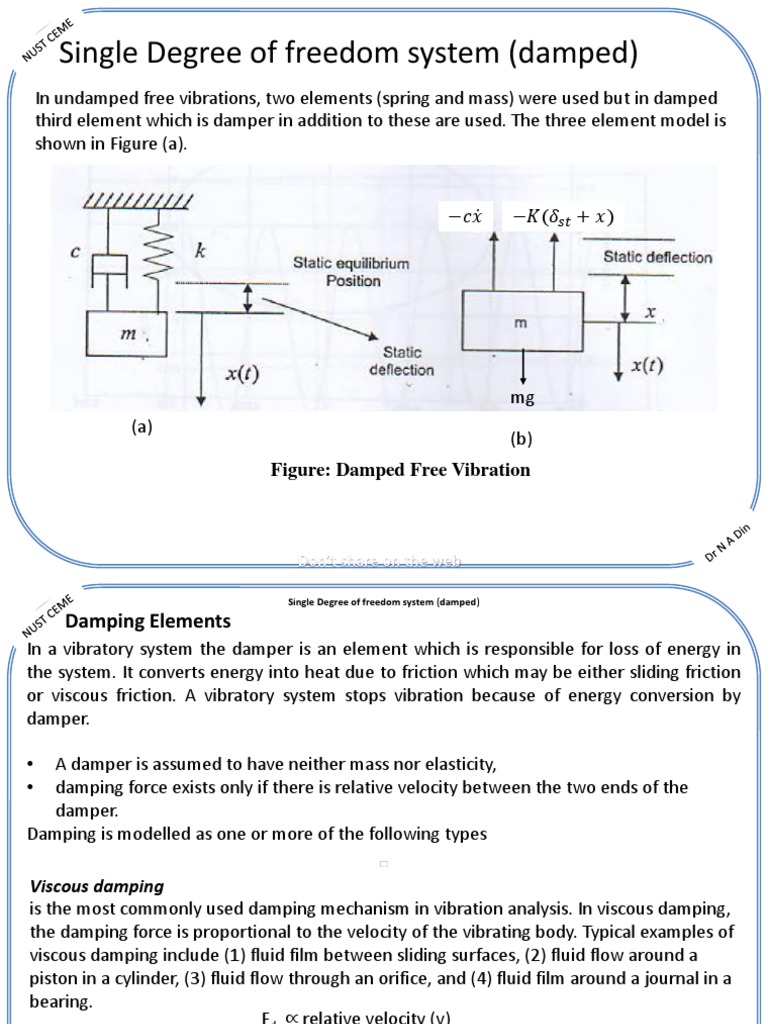 Single Degree of Freedom System (Damped) | PDF | Damping | Motion (Physics)