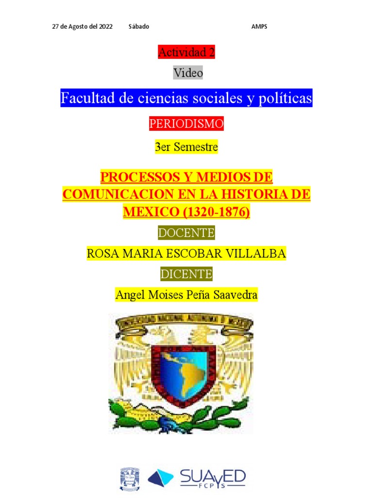 Act.2 Procesos y Medios de Comunicacion en La Historia de Mexico | PDF | Comunicación