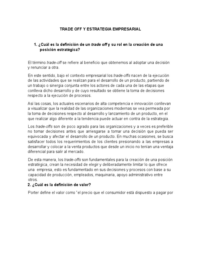 La importancia de los trade-offs y la creación de valor en la ...