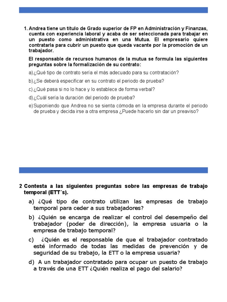 Ejercicios de Repaso III FOL | PDF | Trabajo temporal | Business
