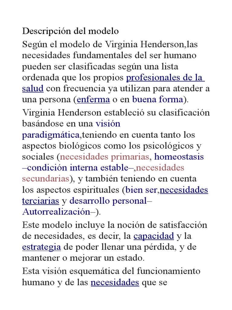 Virginia Henderson 14 Necesidades Basicas | PDF Virginia Henderson 14 Necesidades Basicas | PDF