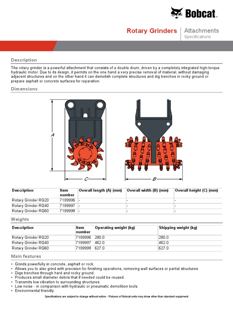 Rotary Grinder | PDF | Demolition | Loader (Equipment)