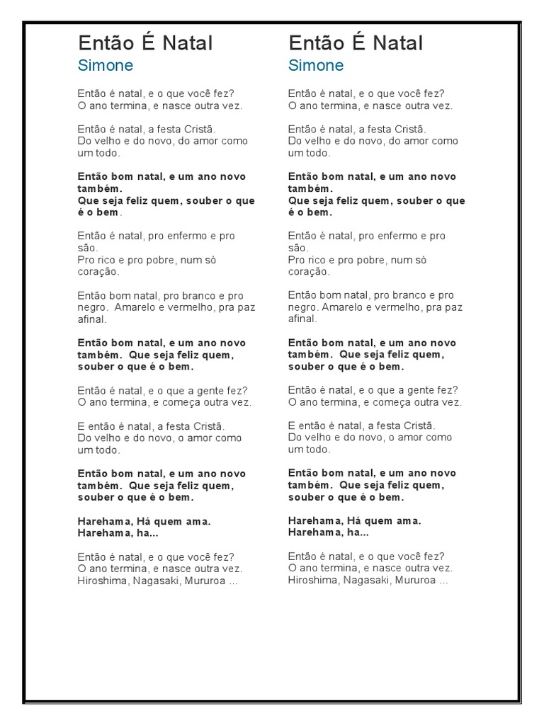 Então É Natal Letra Da Música | PDF Então É Natal Letra Da Música | PDF