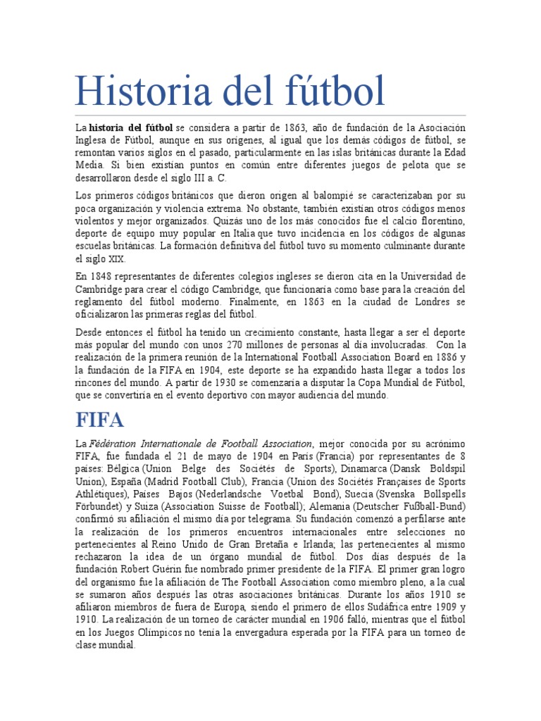 Historia Del Fútbol | PDF