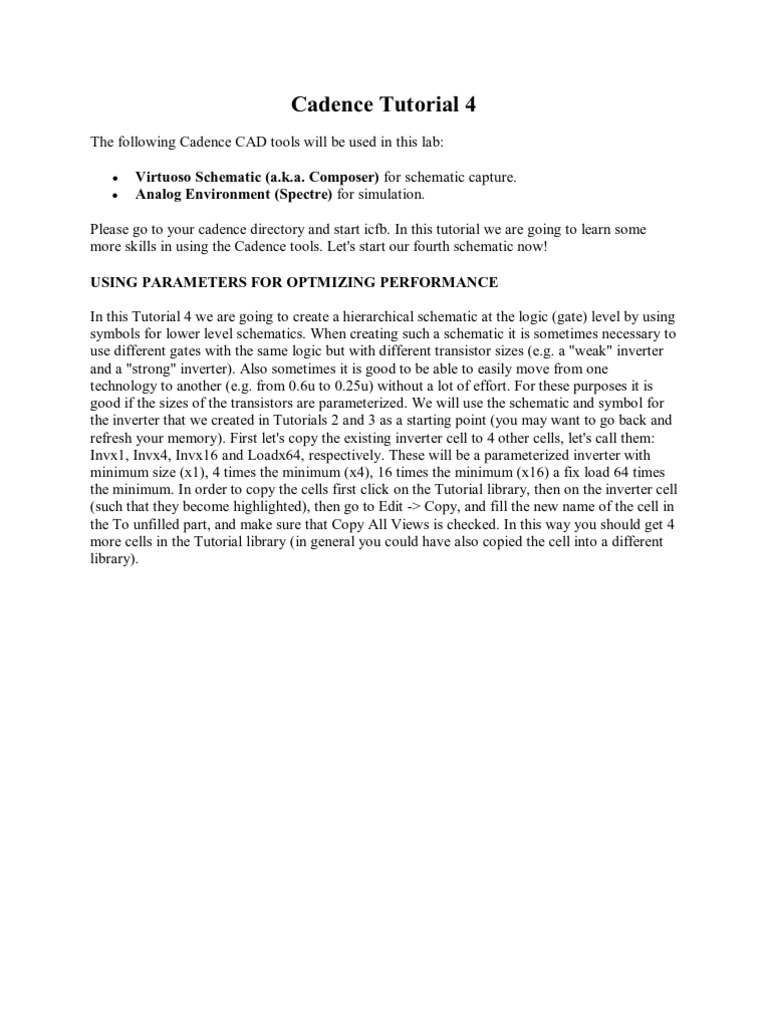 Cadence Tutorial 4 | PDF | Cmos | Power Inverter