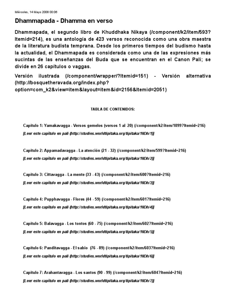 Dhammapada - Dhamma en Verso | PDF | Pali | Textos Budistas