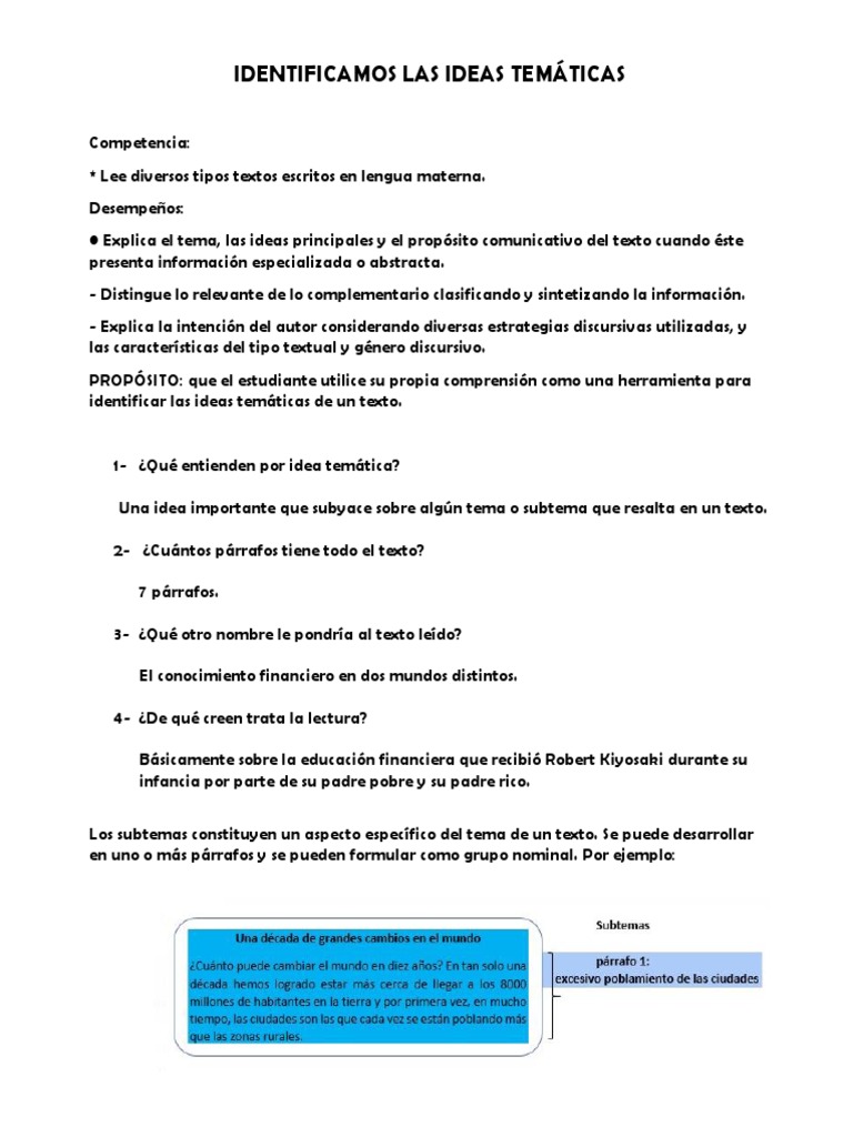 Identificamos Las Ideas Temáticas | PDF Identificamos Las Ideas Temáticas | PDF