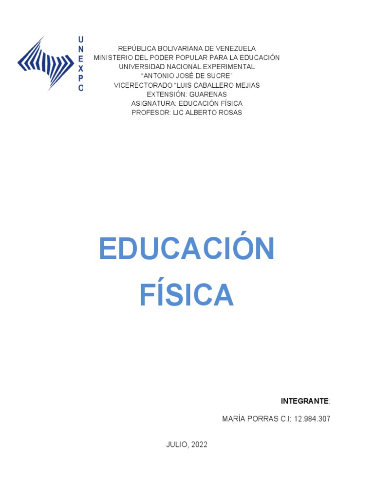 Educación Física Maria Porras | PDF | Ejercicio aerobico | Educación Física